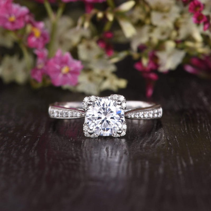 Kalapi Jewel 14K White Gold Plated Round Cut 1.3 Ct Solitaire ...