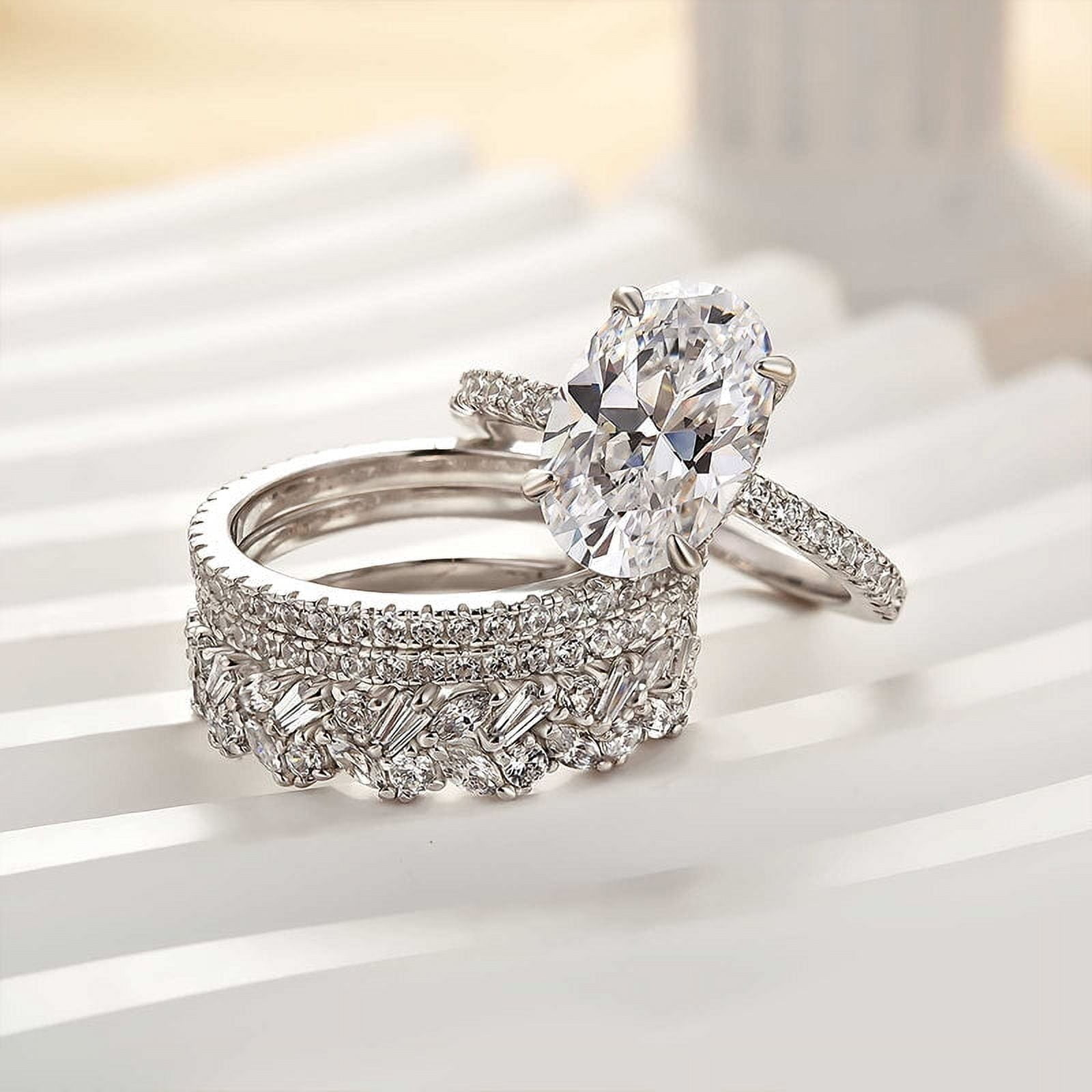 Kalapi Jewelry 14K White Gold Plated Wedding Ring - 2 Ct Oval Cut VVS1/D Moissanite Women's Ring ...