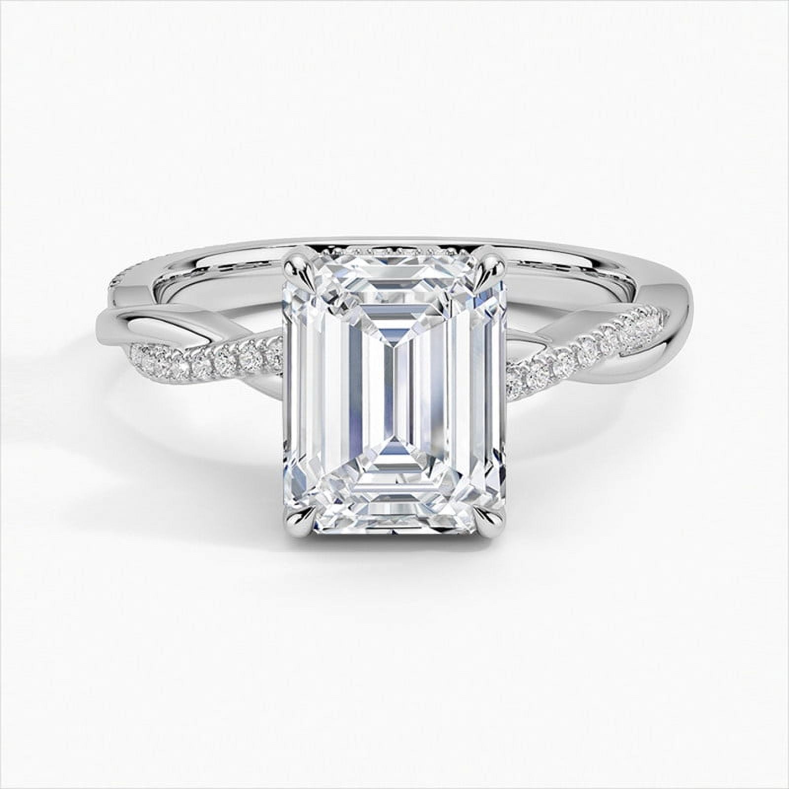 Kalapi Jewelry 2.20 Ct Emerald Cut Moissanite Ring for Women - Split Shank Engagement Ring - 14K ...