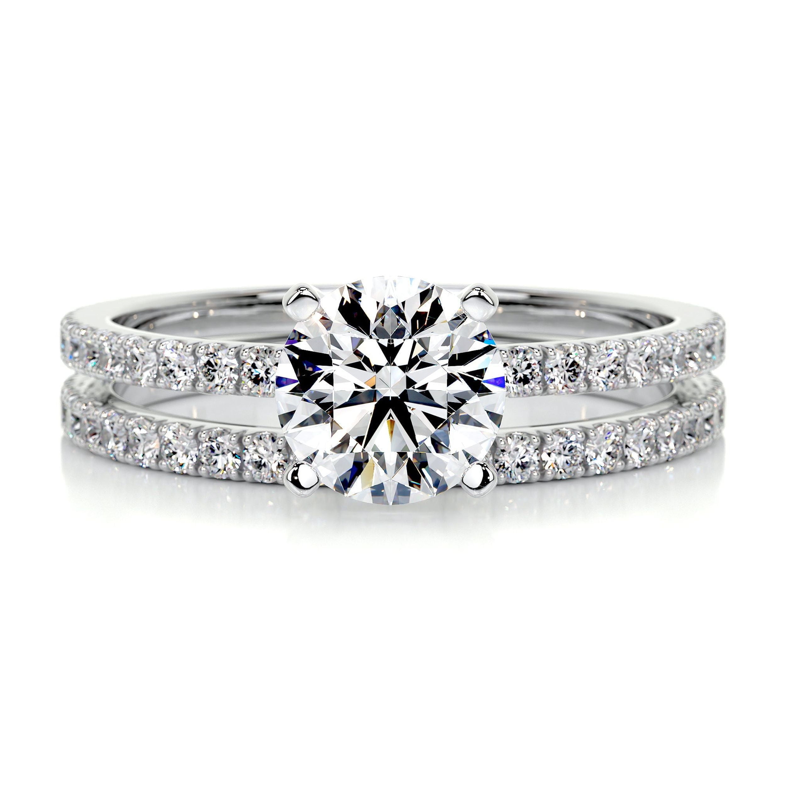 Kalapi Jewelry Stunning Round Cut Two Eternity Band Moissanite Ring - 1 ...