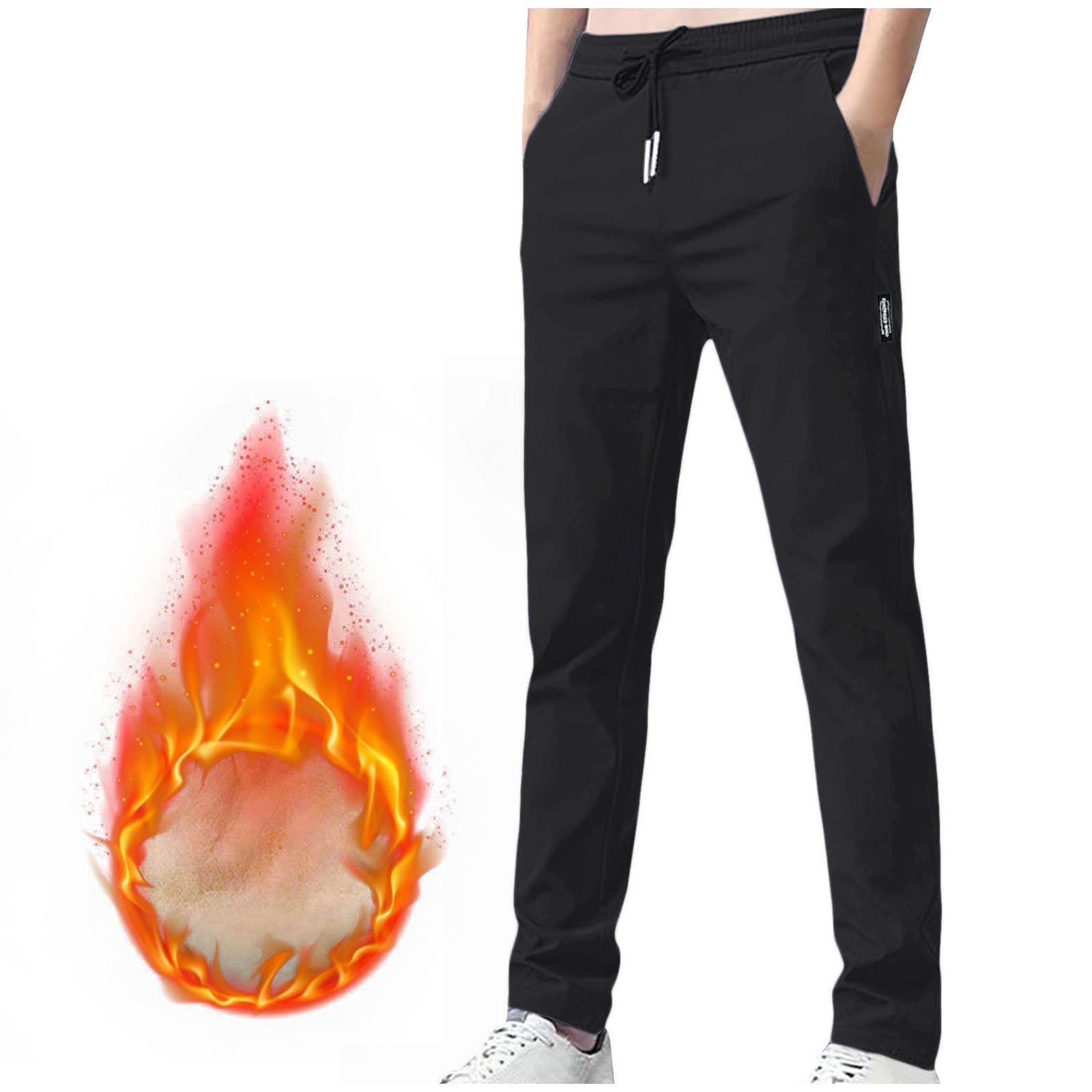 Kalauyu Men Sweatpants Sherpa Fleece Lined Sweatpants Winter Thermal ...