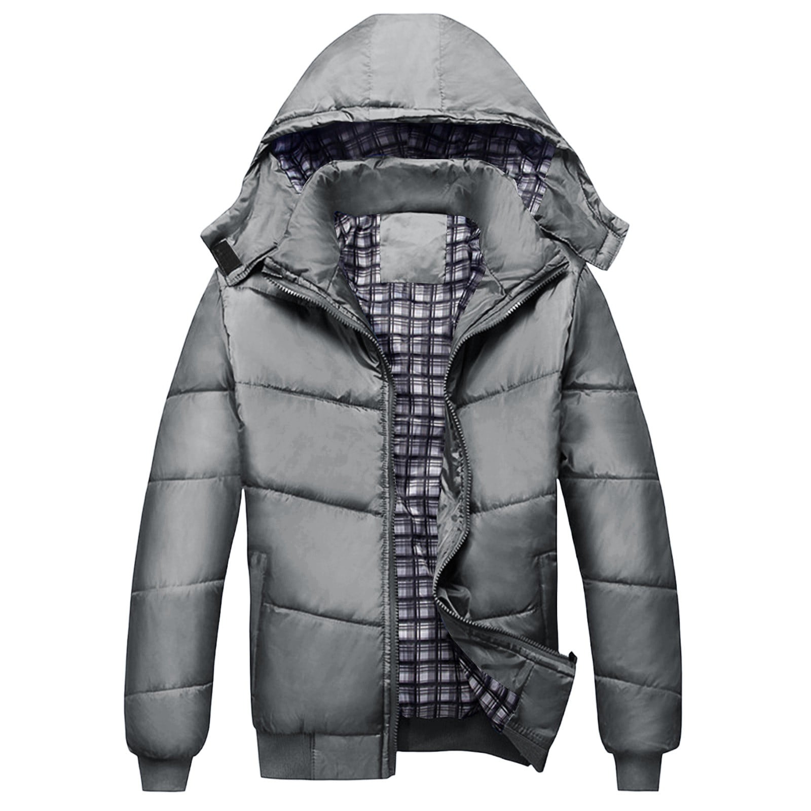 Kalauyu Men's Jacket Winter Warm Overcoat Padded Hooded Down Coat ...