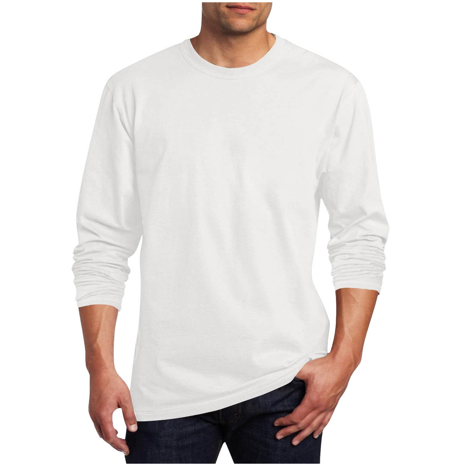 Kalauyu Men's Long Sleeve Fitness Crew Neck T-Shirt Classic Basic ...