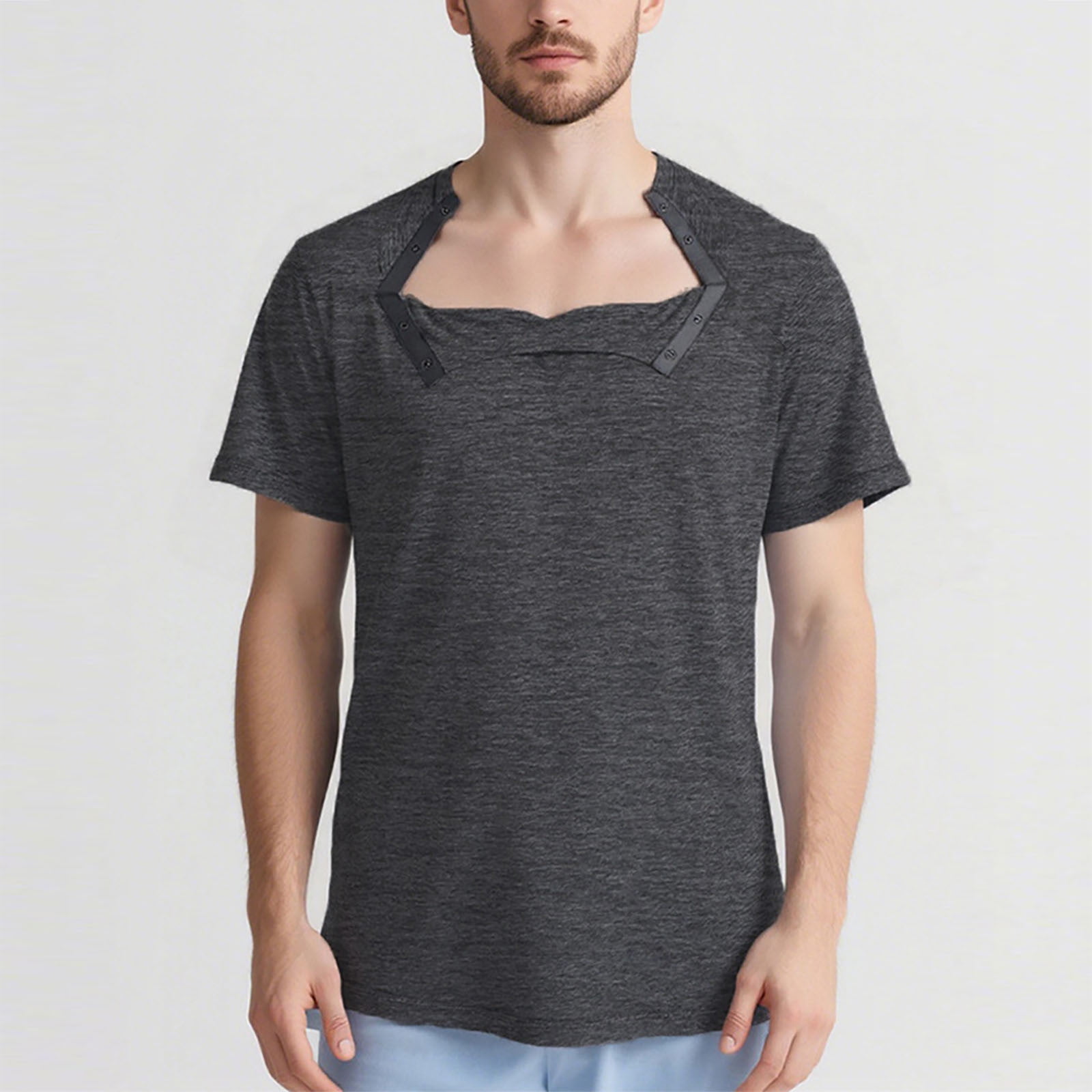 Kalauyu Men's Post Shoulder Surgery Recovery Shirts Full Tear Away ...
