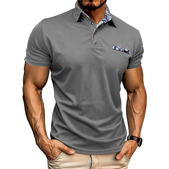 Kalauyu Men's Shirts Short Sleeve Casual Turn Down Collar T Shirt Color ...