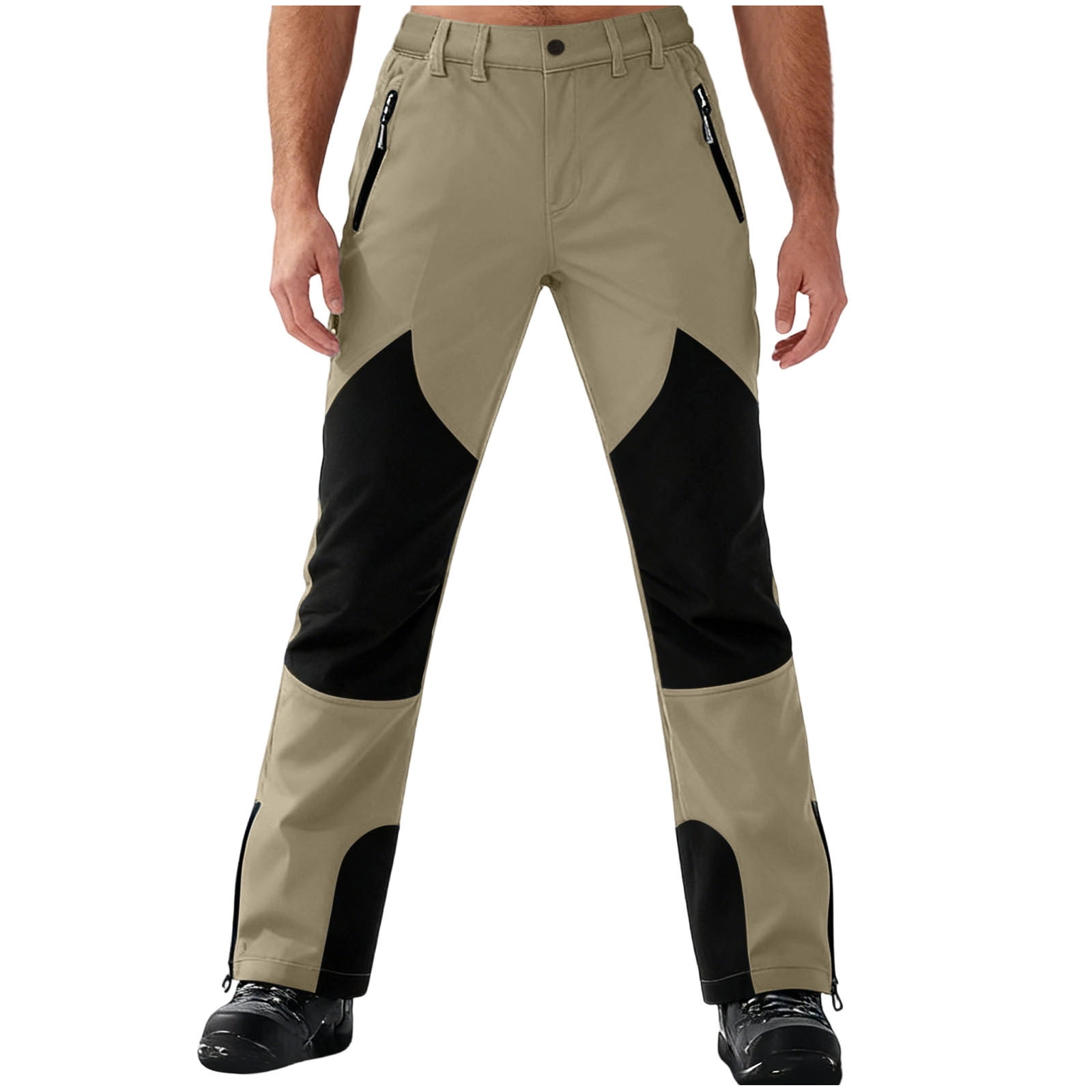 Kalauyu Men's Winter Hiking Pants Fleece Lined Waterproof Softshell ...