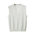 Kalauyu Womens Waistcoat Sweaters Solid Knitted Fall Winter Warm V