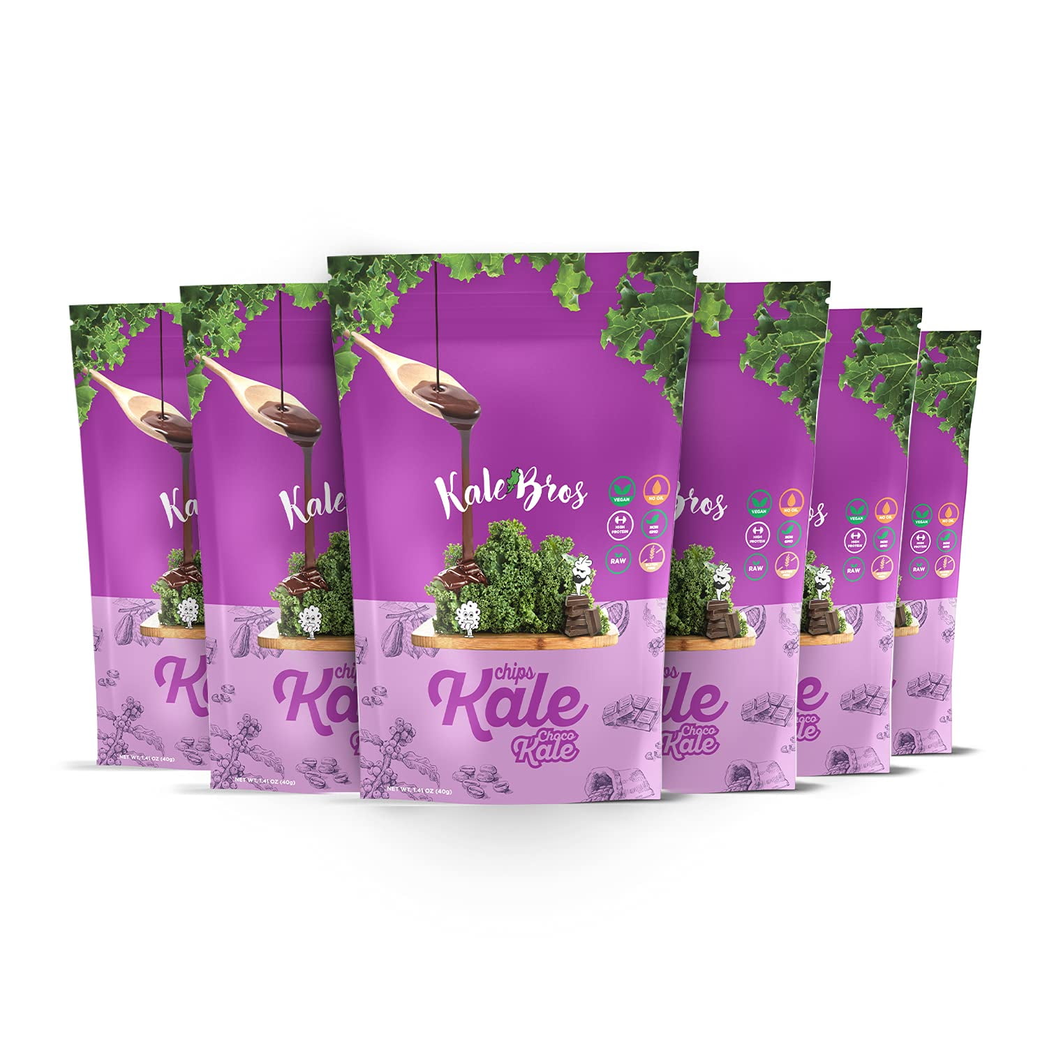 Kale Bros, Kale Chips, Choco Kale, Multi-pack (Pack of 6) Vegan/Gluten ...