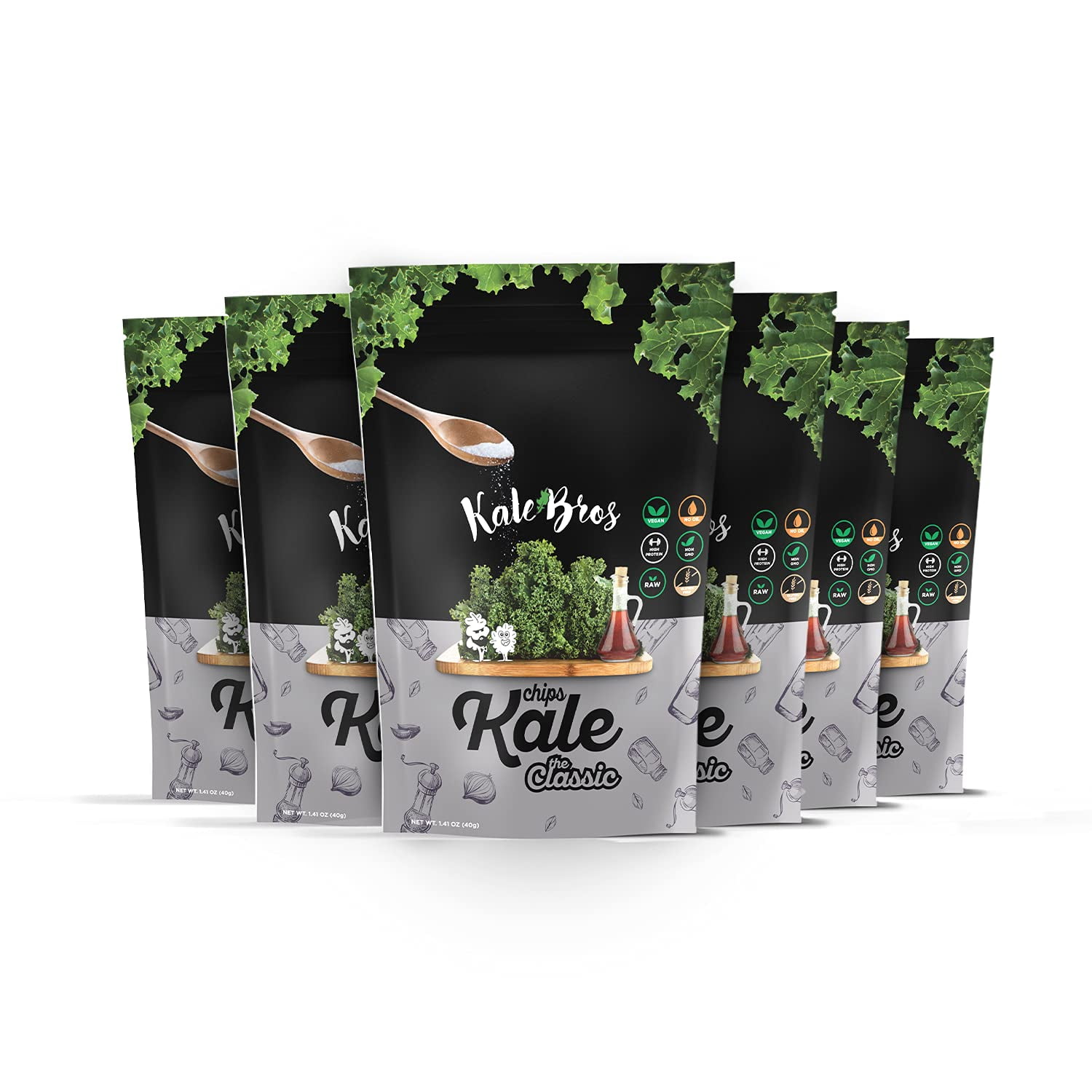 Kale Bros, Kale Chips, DMF15 The Classic, Multi-pack (Pack of 6) Vegan ...