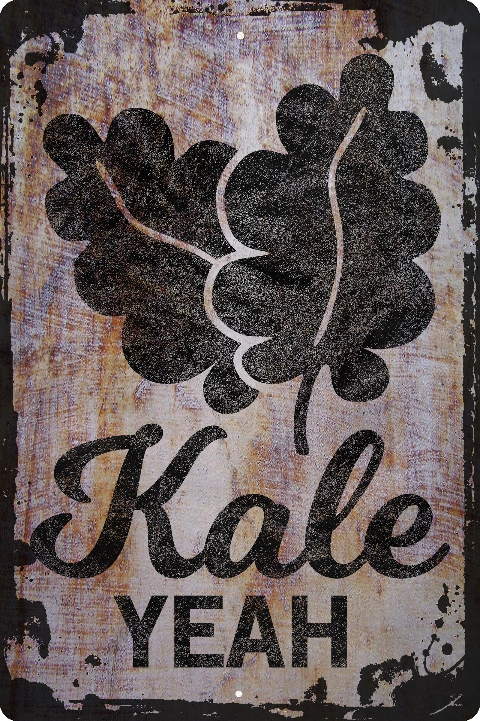 Kale Yeah Heck Yes Funny Food Pun Cooking Garden Kitchen Beige Wall Art ...