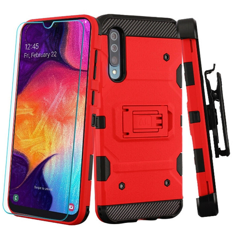 Kaleidio Case For Samsung Galaxy A50 [Tank Armor] Rugged Holster [Belt ...