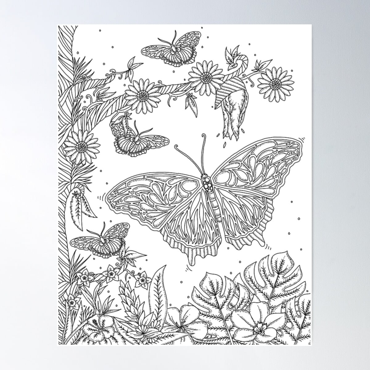 Kaleidoscope Of Butterflies Design - Chrysalis & Flowers Poster Wall ...