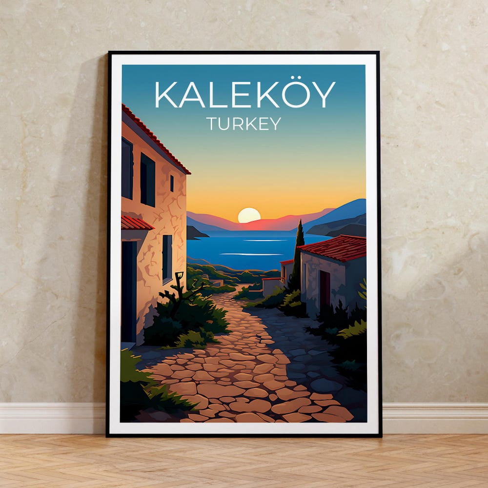 Kalekã¶Y Travel Poster, Turkey Wall Art, Turkey Print, Kalekã¶Y Poster ...