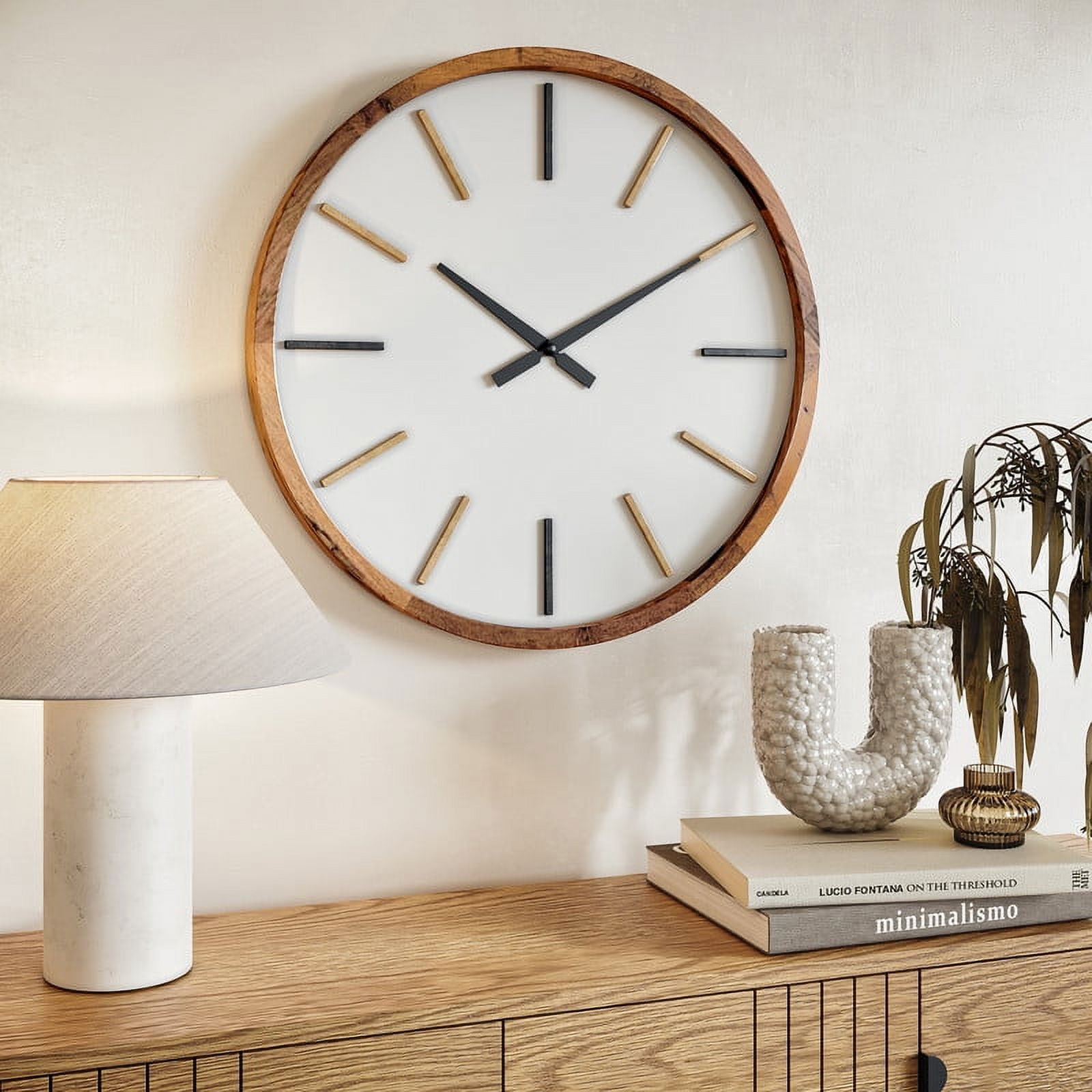Kali Brown Minimalistic Wood Round Wall Clock - Walmart.com