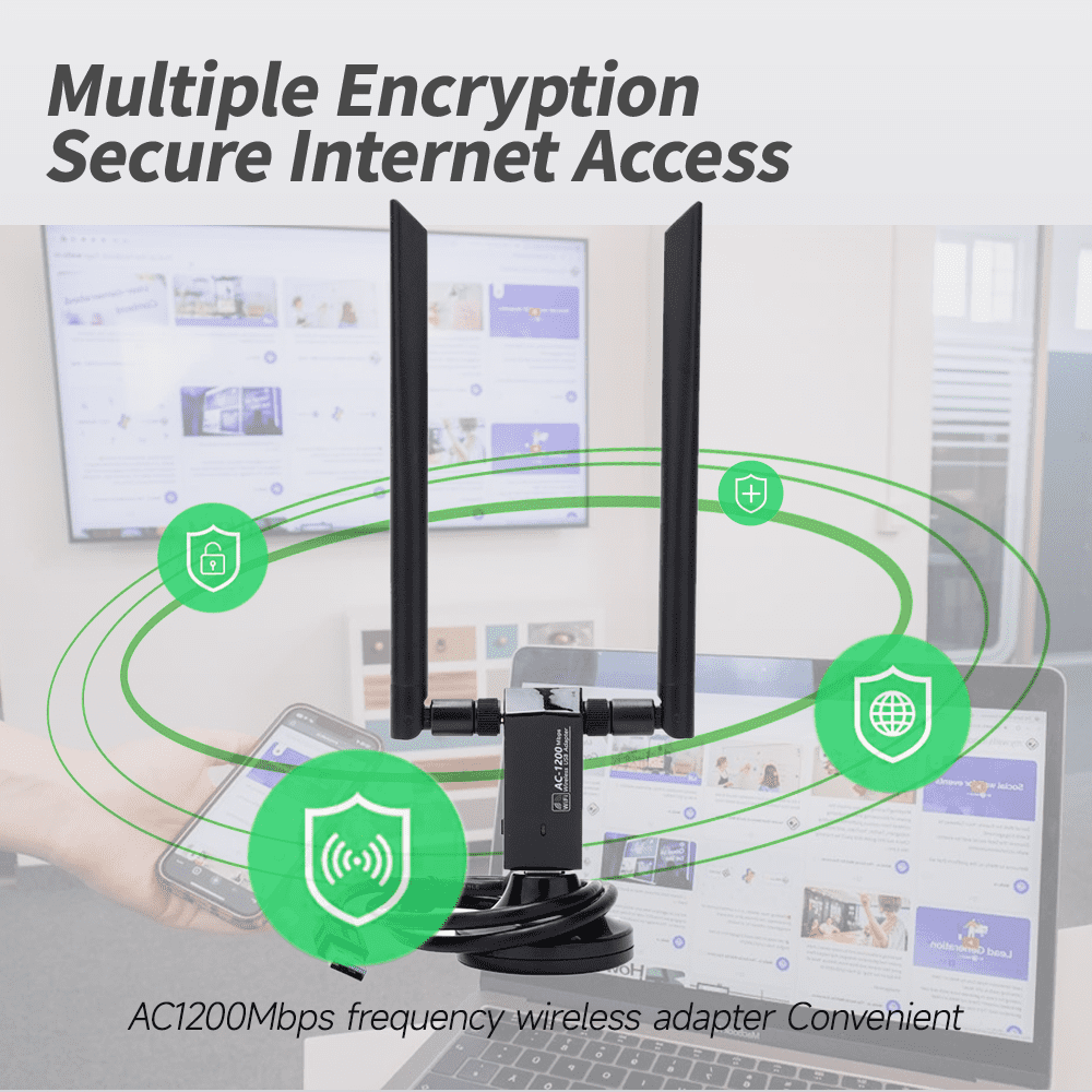 Kali Linux WiFi Dongle RTL8812AU Chip Dual Band 1200Mbps Wireless USB Adapter usb3.0 Network ...