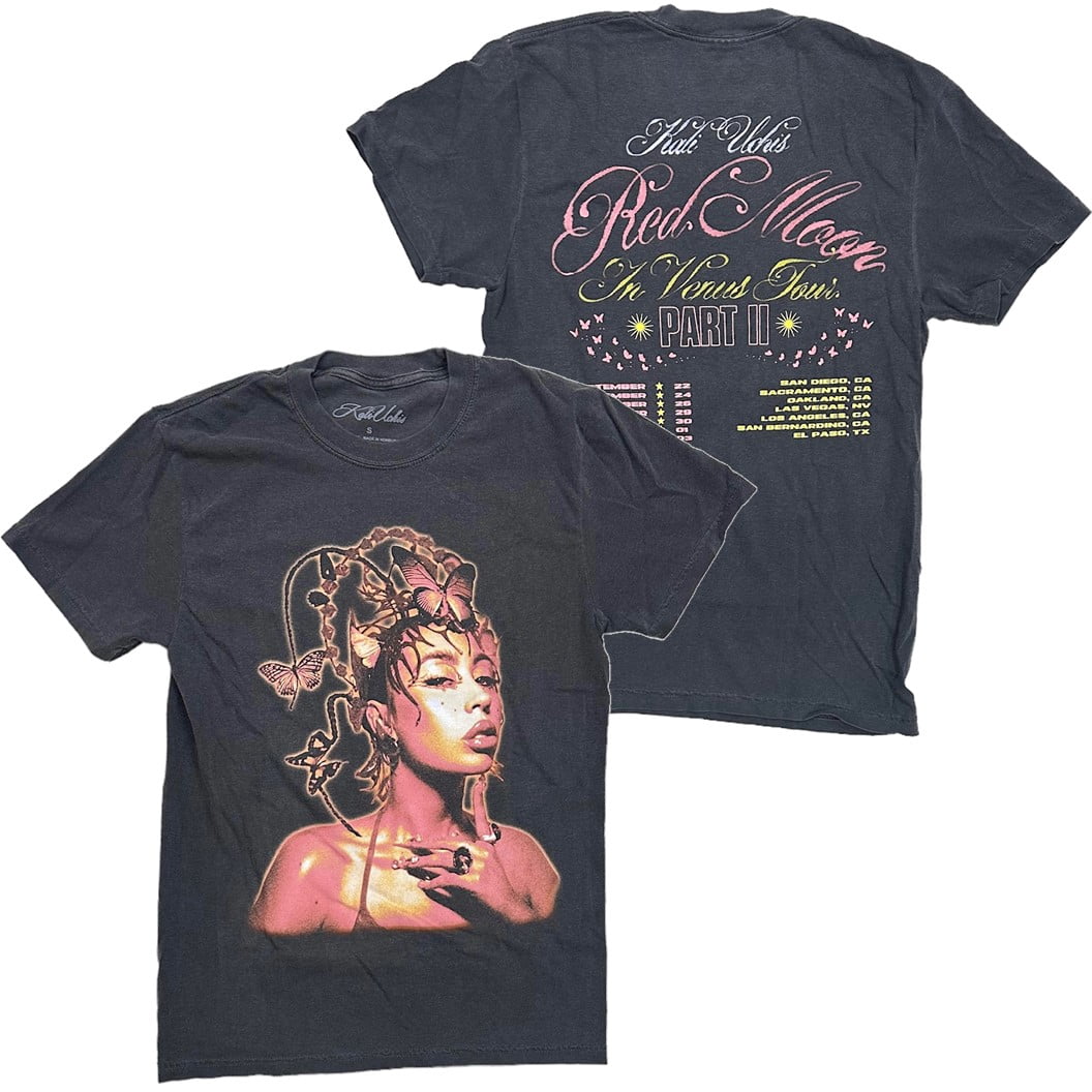 Kali Uchis Men's West Coast 2022 Tour Black Vintage Wash Portrait Tee T ...