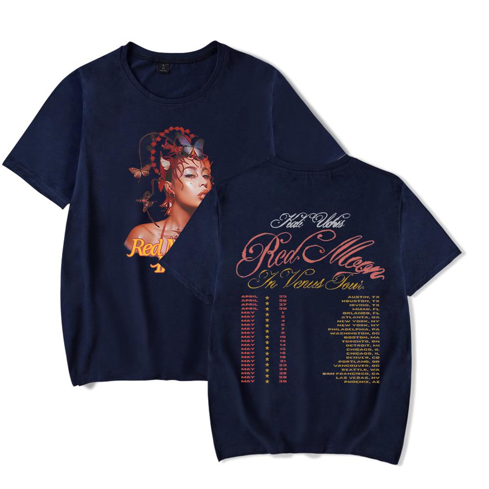 Kali Uchis Merch Red Moon in Venus Tour 2024 T shirt Fashion Short Sleeve Unisex Casual Tees ...
