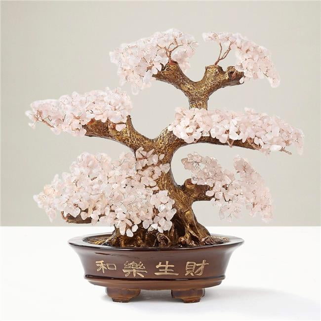 Kalifano K9151-RQ 13 in. Rose Quartz Bonsai Tree of Life with 1251 ...
