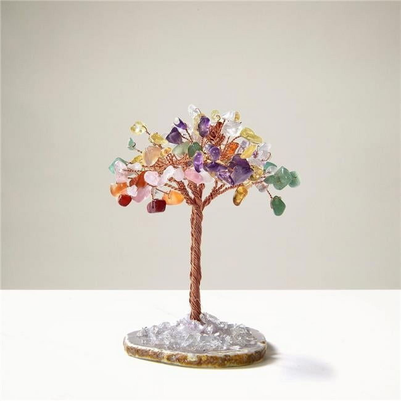 Kalifano K917A-MT 3.5 in. Natural Gemstone Tree of Life with Agate Base ...