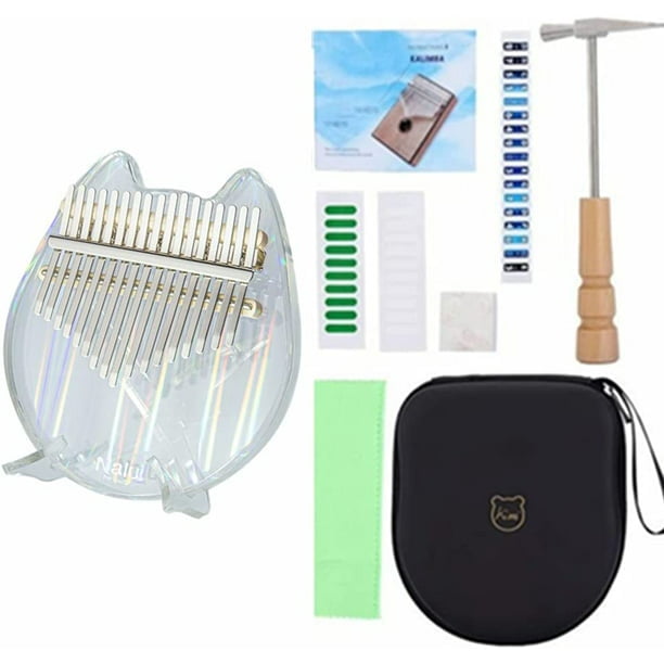 Kalimba 17 Keys Thumb Piano, Acrylic Finger Piano with Portable Music ...