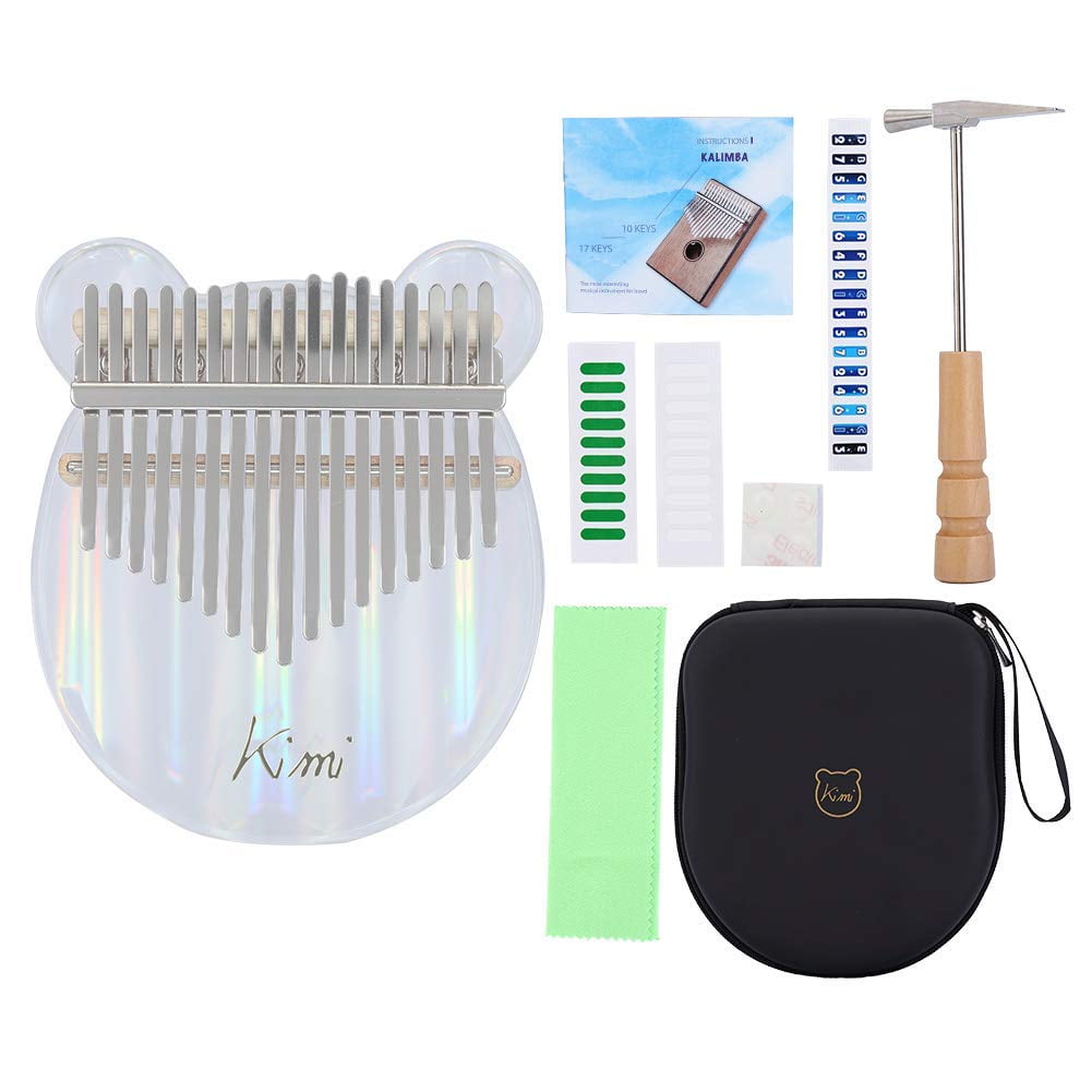 Kalimba Thumb Piano, Transparent Colored Light Acrylic Finger Piano, 17 ...
