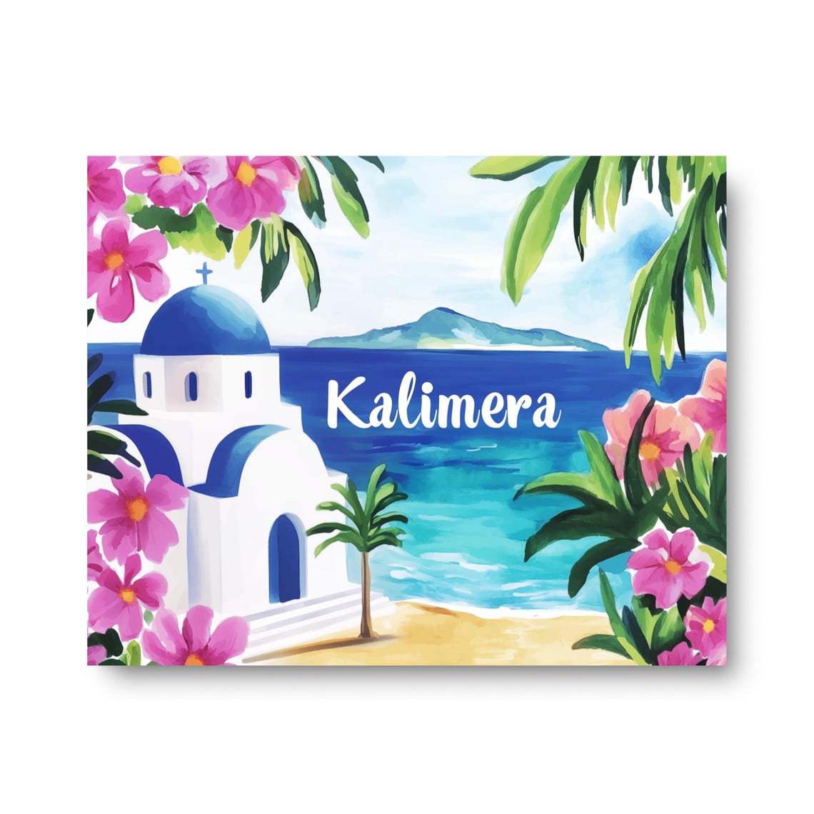 Kalimera Greece Print, Seaside Wall Art, Greek Island Poster, Aegean ...