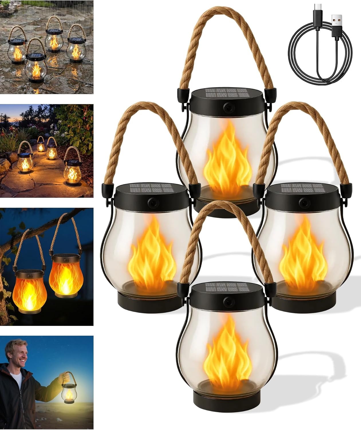 Kaliqo – Kaliqo Solar Lantern Outdoor Lights Waterproof, Dancing Flame ...