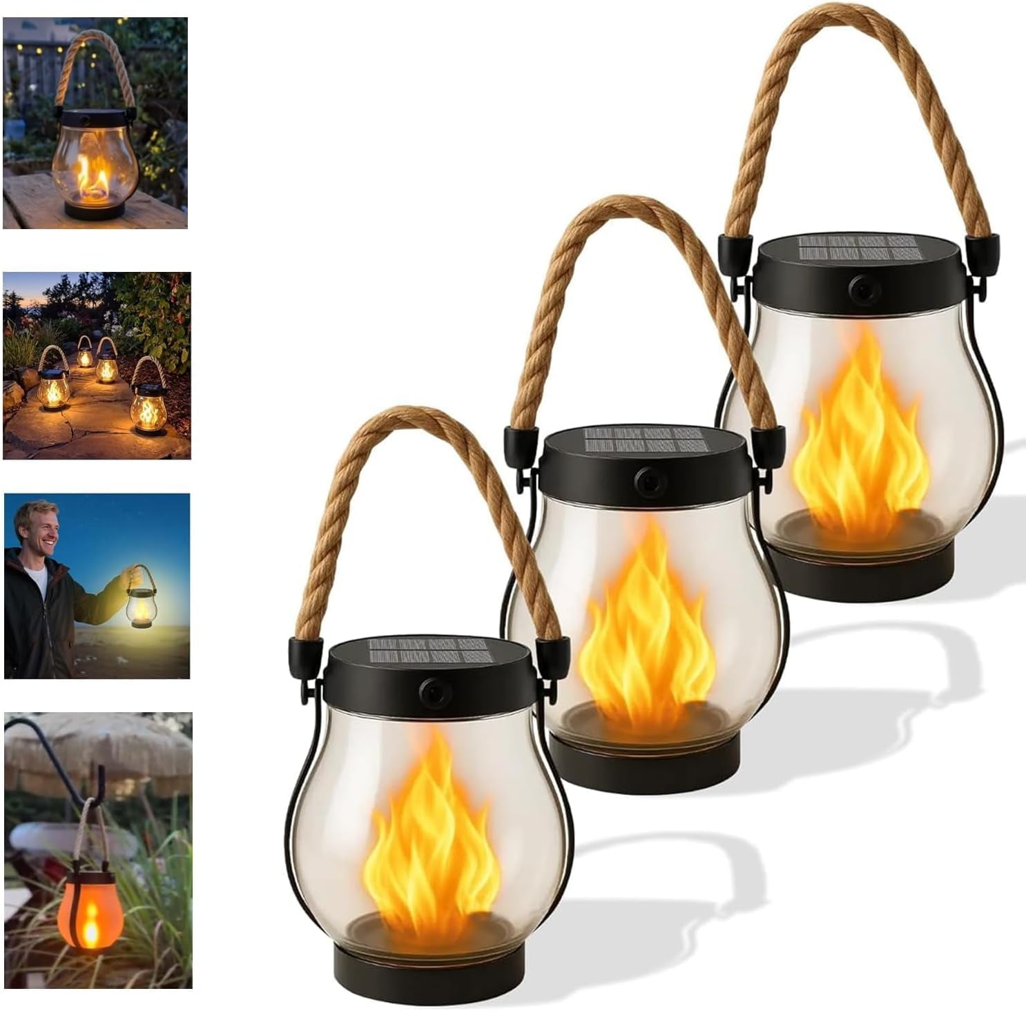 Kaliqo Solar Lantern Outdoor Lights, Dancing Flame Solar Lantern ...