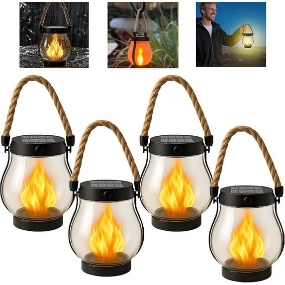 Kaliqo Solar Lantern Outdoor Lights, Flickering Dancing Flame LED ...