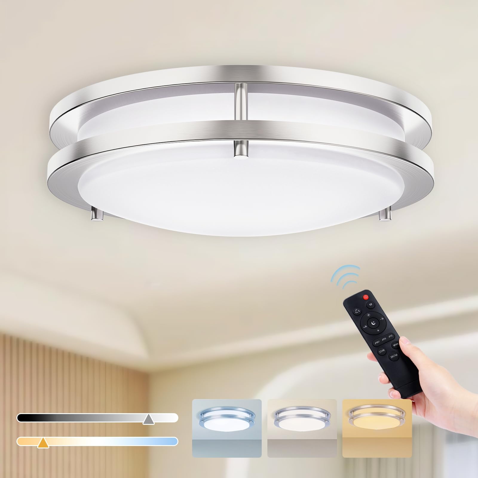 Kalium LED Ceiling Light with Remote 16 Inch Flush Mount Ceiling Light ...