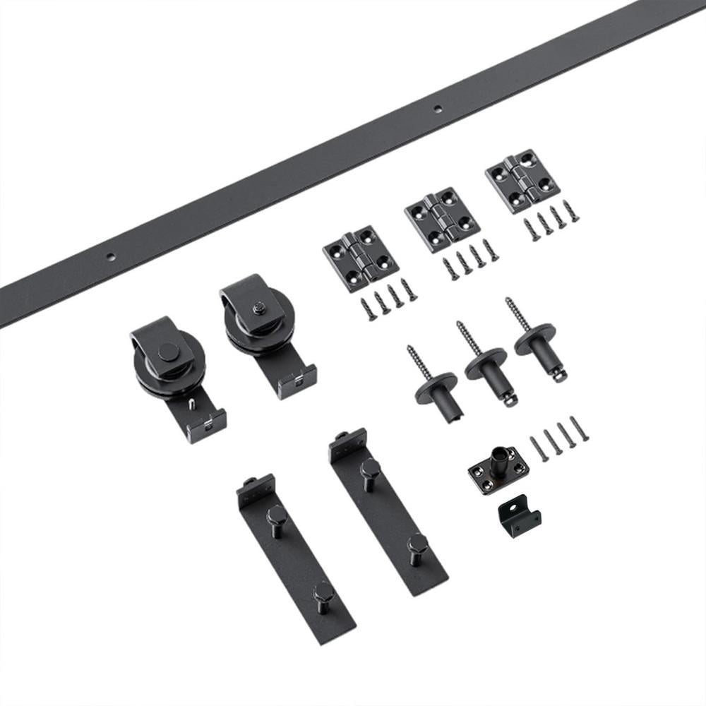 Kalkiam Barn Door Track 24 Inches Black Bifold Sliding Door Track ...