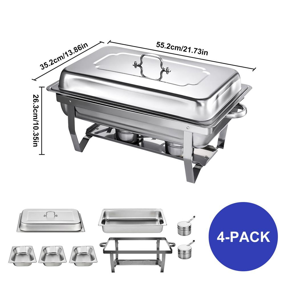 Kalkiam Chafing Dish Buffet Set Square Chafing Dishes with Three Grids ...