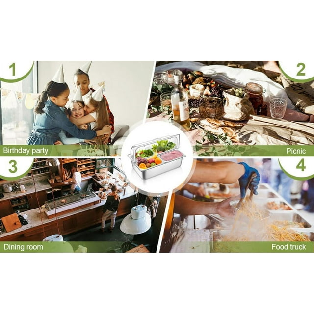 Kalkiam Condiment Tray Ice Chilled Container 4 Pan Bar Dispenser ...