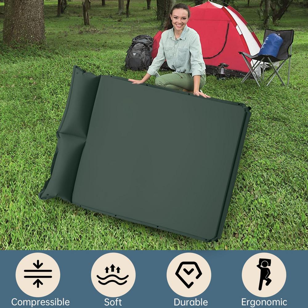 Kalkiam Double Camping Mattress Light Camping Mat with Pillow Portable ...