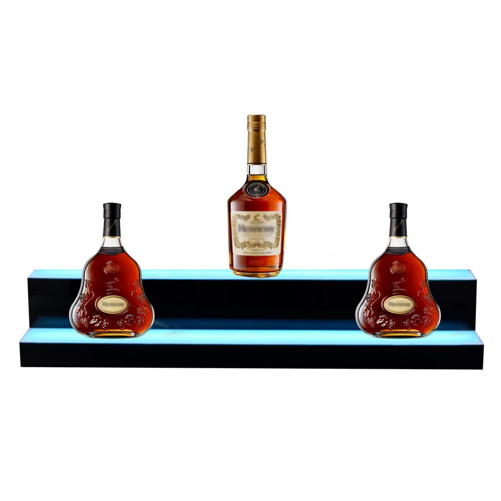 Kalkiam LED Liquor Bottle Display Shelf Step Tier Illuminated Home Bar ...