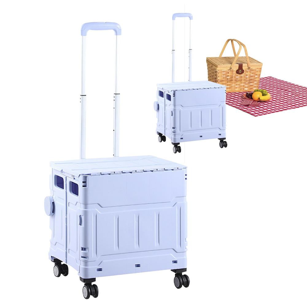 Kalkiam Rolling Cart with Handle Rolling Crate with Wheels Portable ...