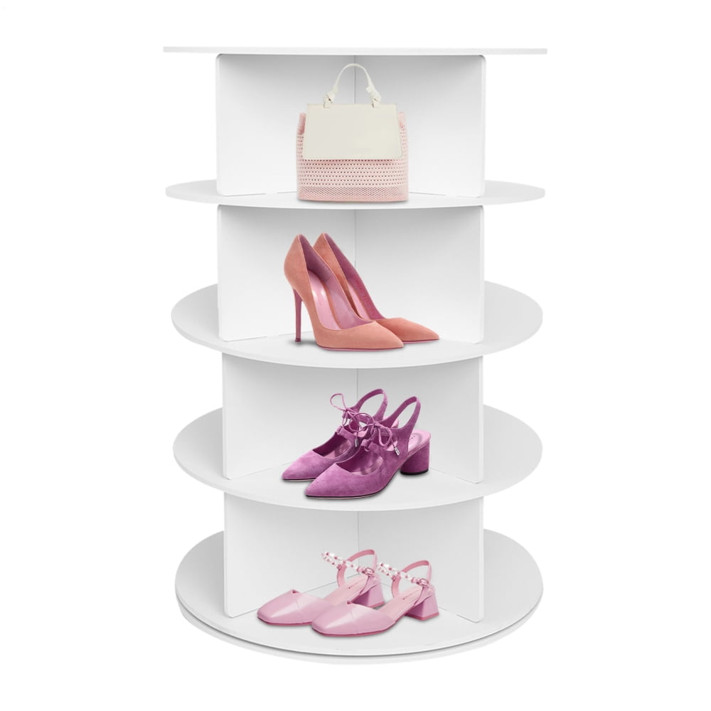 Kalkiam Shoe Rotating Organizer 4-Tier White Rotating Shoe Rack Shoe ...