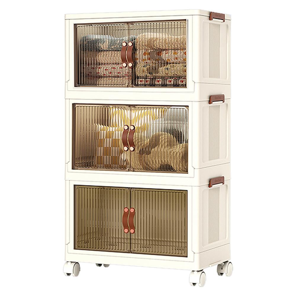 Kalkiam Stackable Storage Bins with Doors Foldable Large Capacity 3 ...