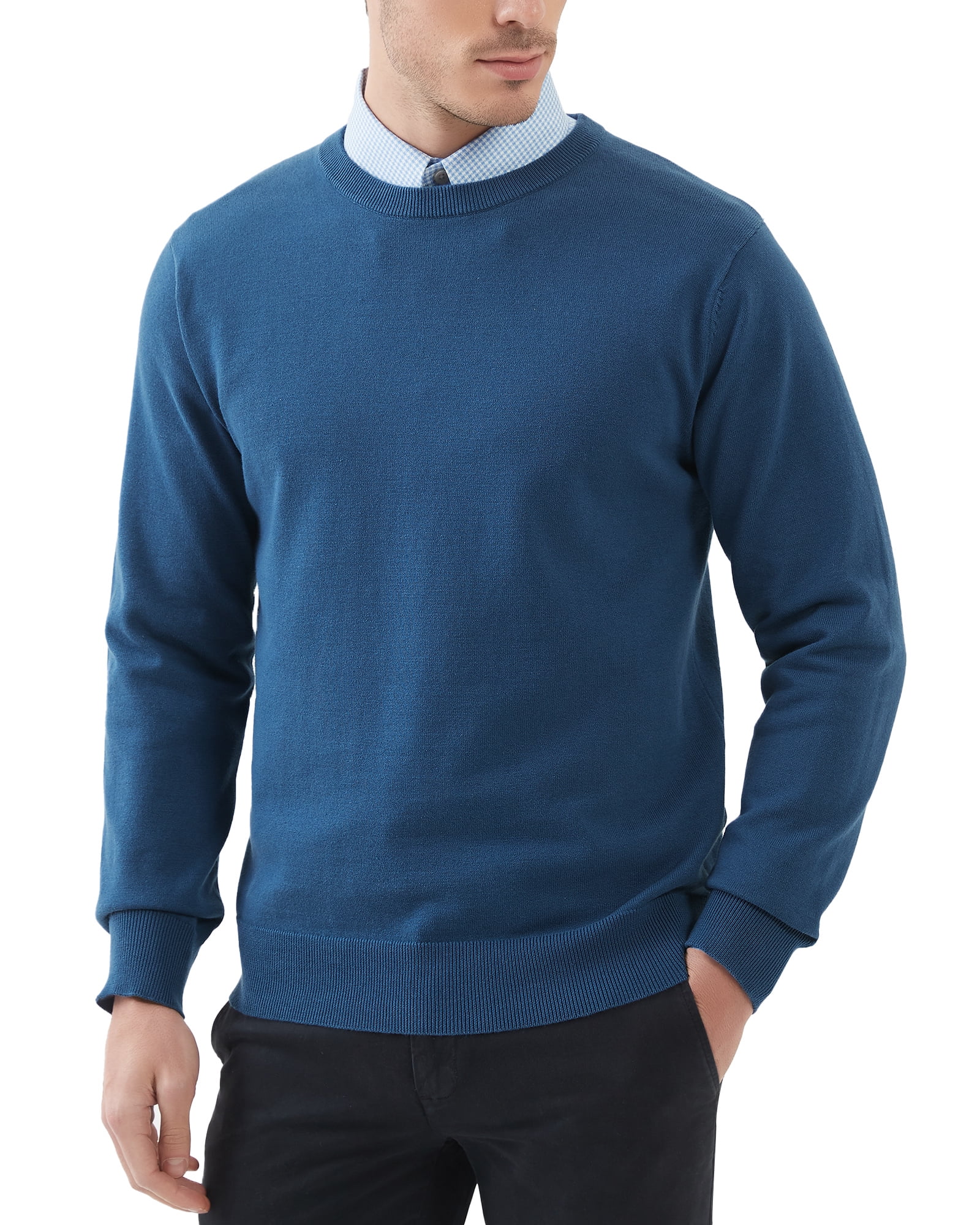 Kallspin Men's Cotton Crew Neck Sweater Regular Fit Long Sleeve ...