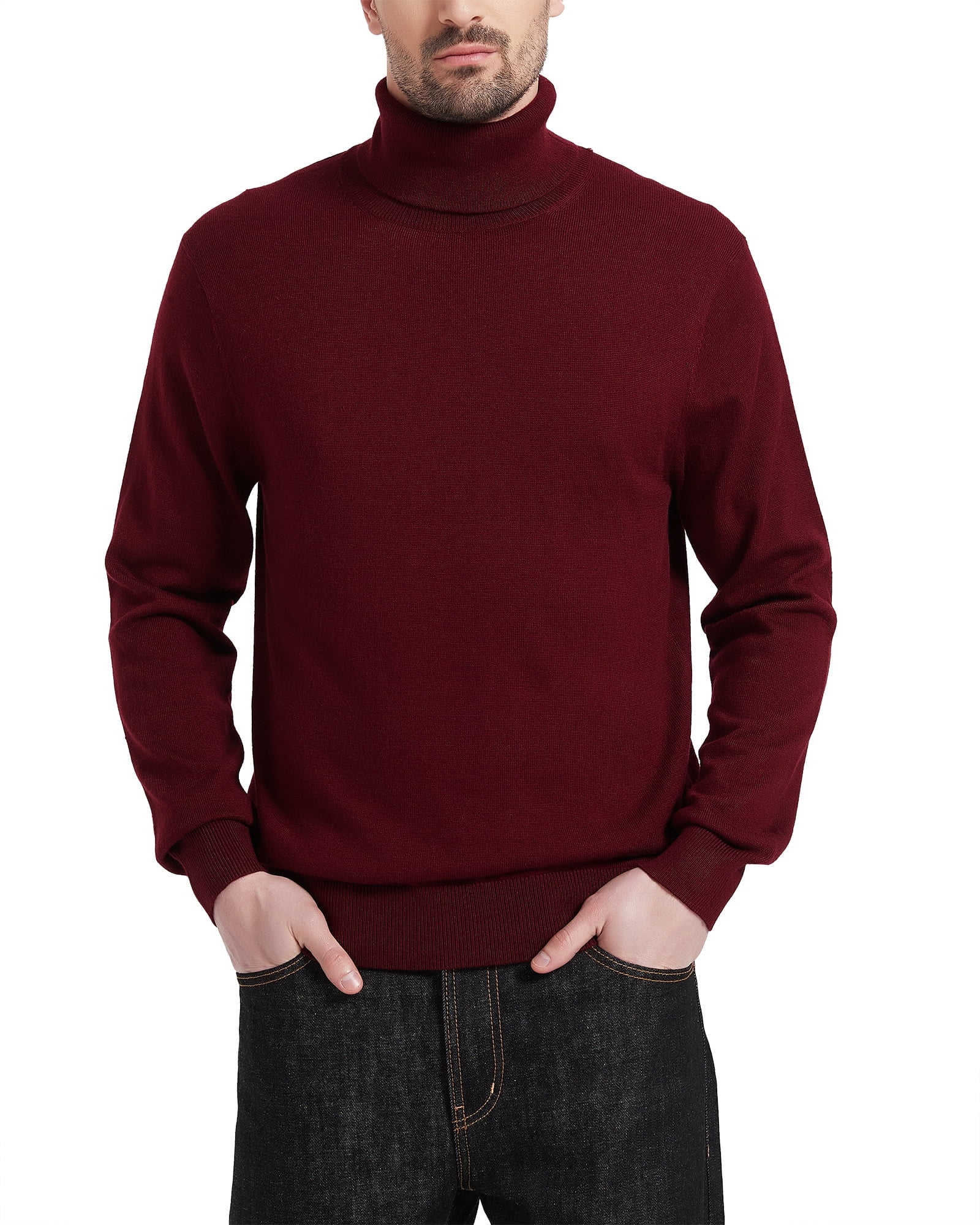 Kallspin Men's Turtleneck Sweaters Wool Blend Lightweight Pullover ...