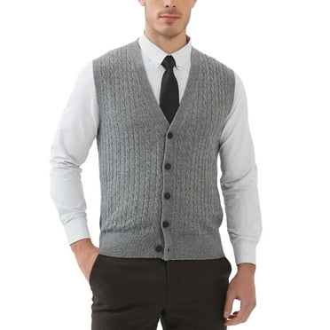 Kallspin Men's Vest Sweater Wool Blend Lightweight V Neck Sleeveless ...
