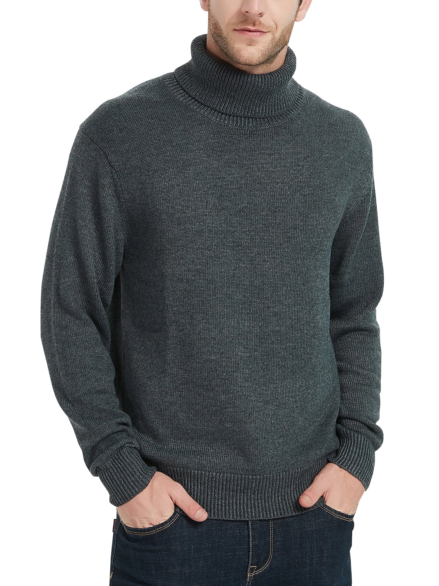 Kallspin Men's Wool Blend Turtle Neck Midweight Pullover Sweaters ...