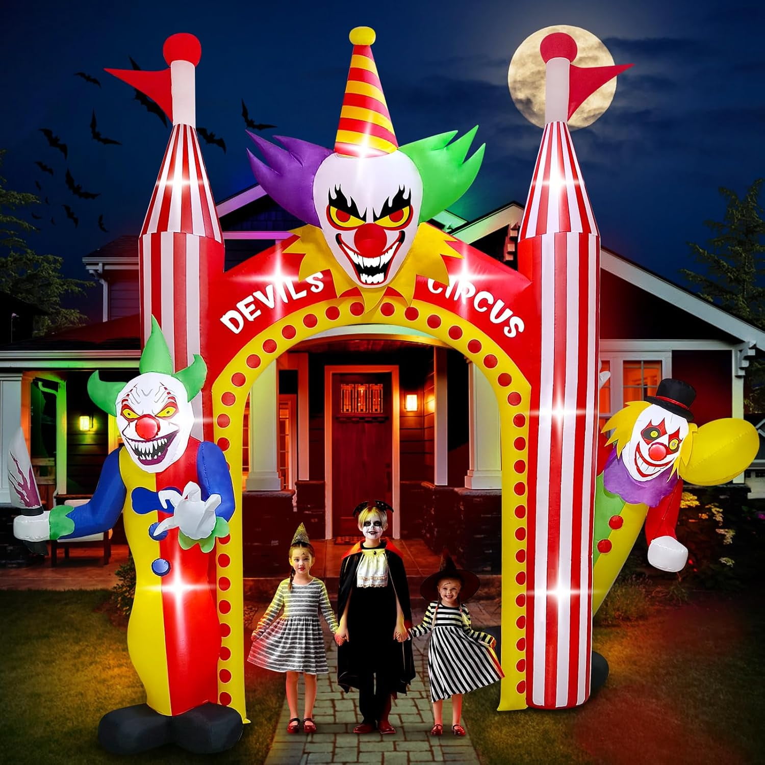 Kalolary 12FT Giant Clown Inflatable Archway with Built-in Lights ...