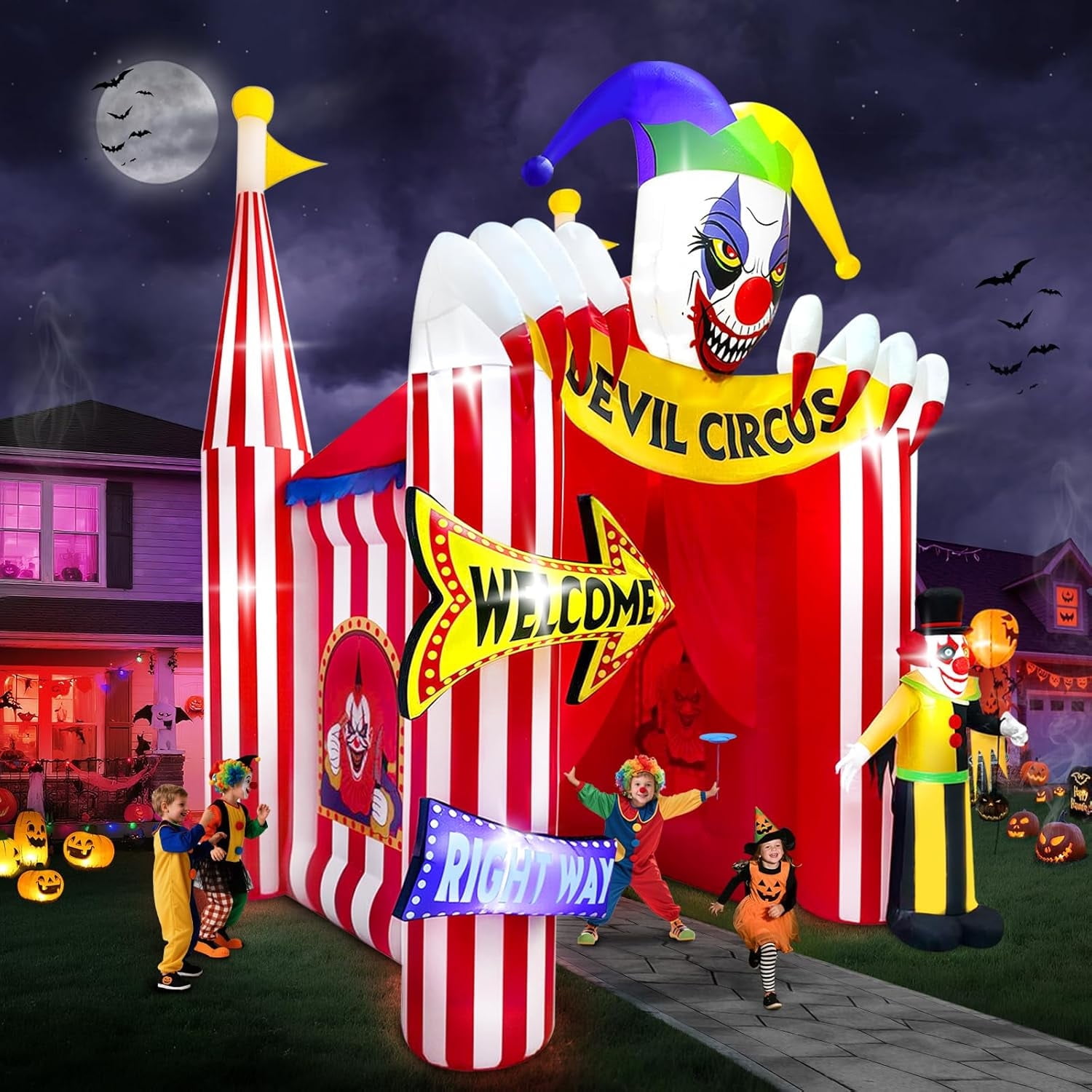 Kalolary 12FT Halloween Inflatables Archway Clown Circus Haunted House ...