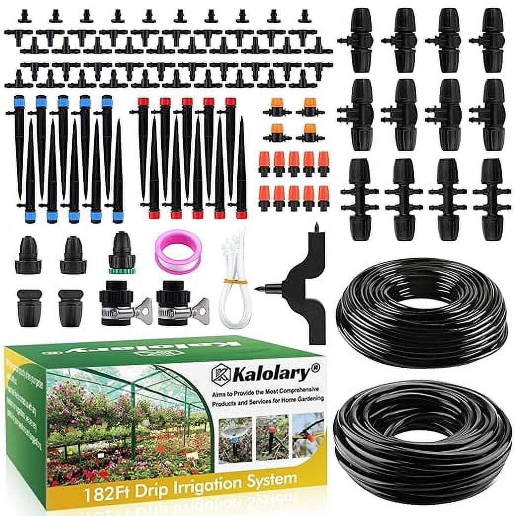 Kalolary 182FT Automatic Drip Irrigation Kit, Garden Watering System ...