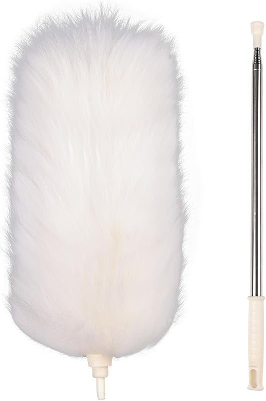 Feather Duster, Lambswool Duster for Cleaning,with Solid Wooden Handle ...
