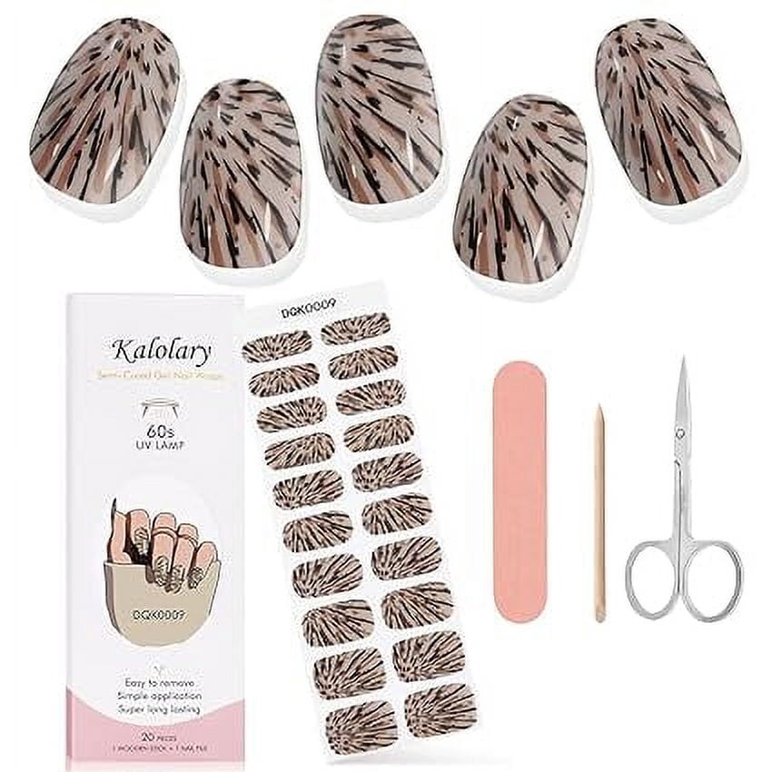 Kalolary 20PCS Cured Gel Nail Wrap Nail Polish Strips, Leopard Print ...