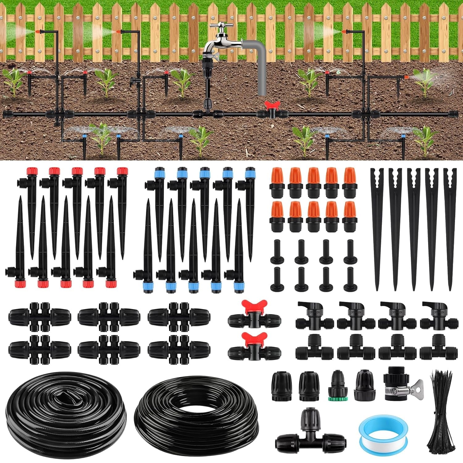 Kalolary 246FT Quick Connector Garden Watering System, Automatic Garden ...