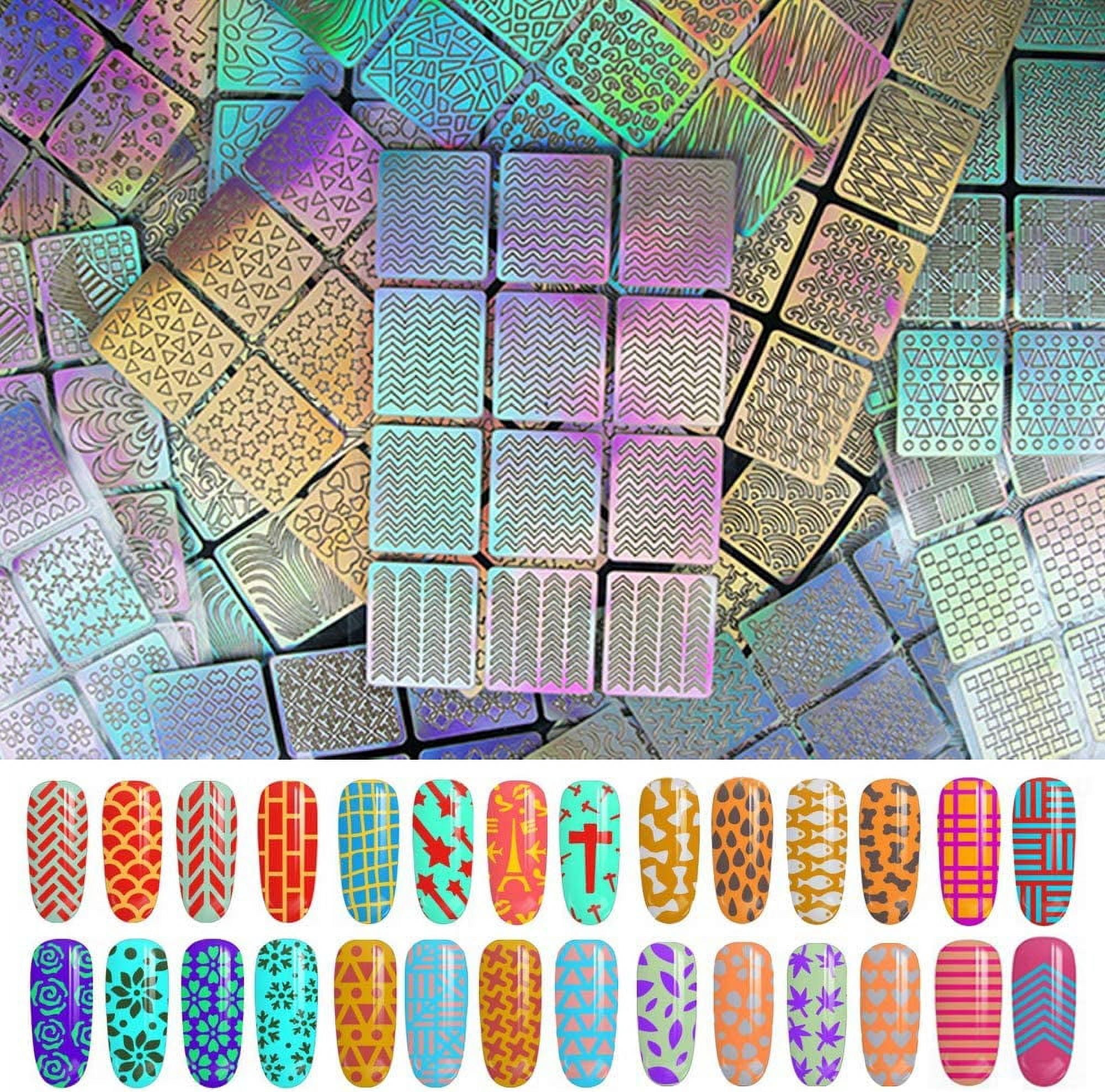 Kalolary 288 Pcs 96 Designs Nail Vinyls Nail Stencil Stickers Nail ...