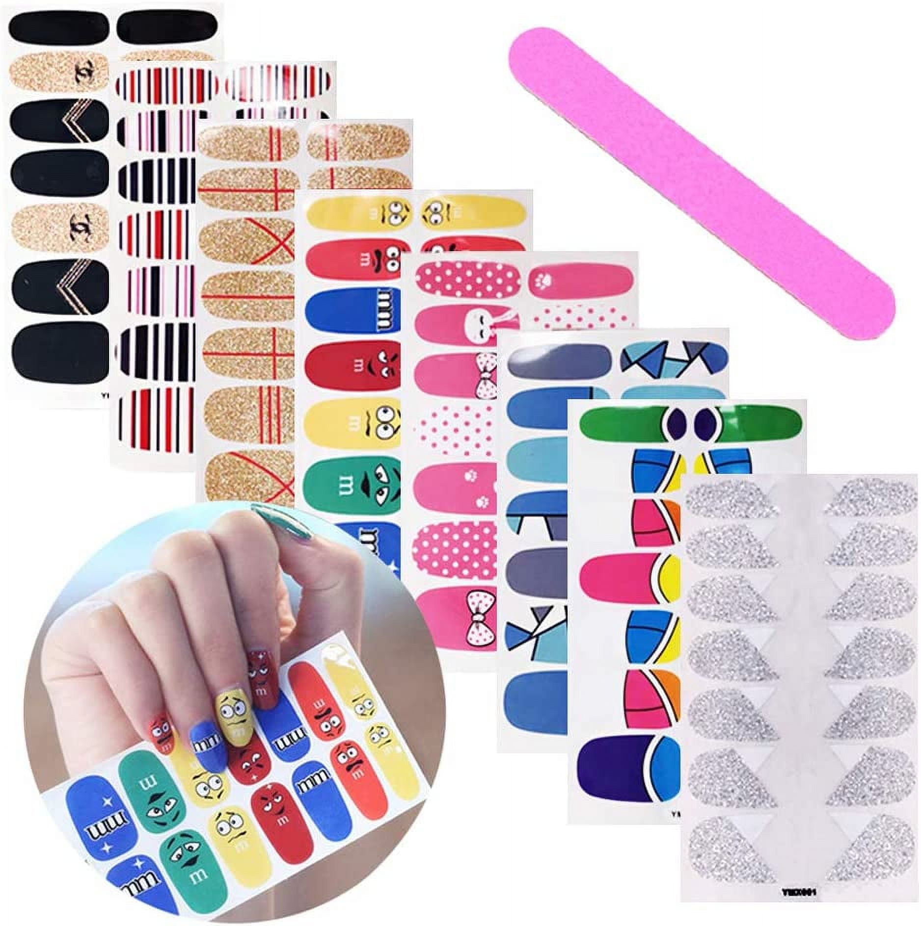 Kalolary 8 Sheets Nail Art Polish Stickers Full Wraps Self-Adhesive ...